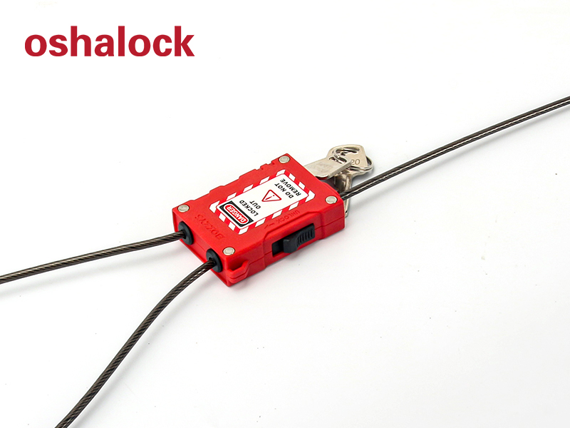 Adjustable cable lockout padlock with stainless steel cable and ...